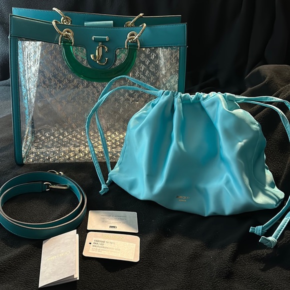 Jimmy Choo | Bags | Jimmy Choo Varenne Top Handle Plexi Leather Tote ...